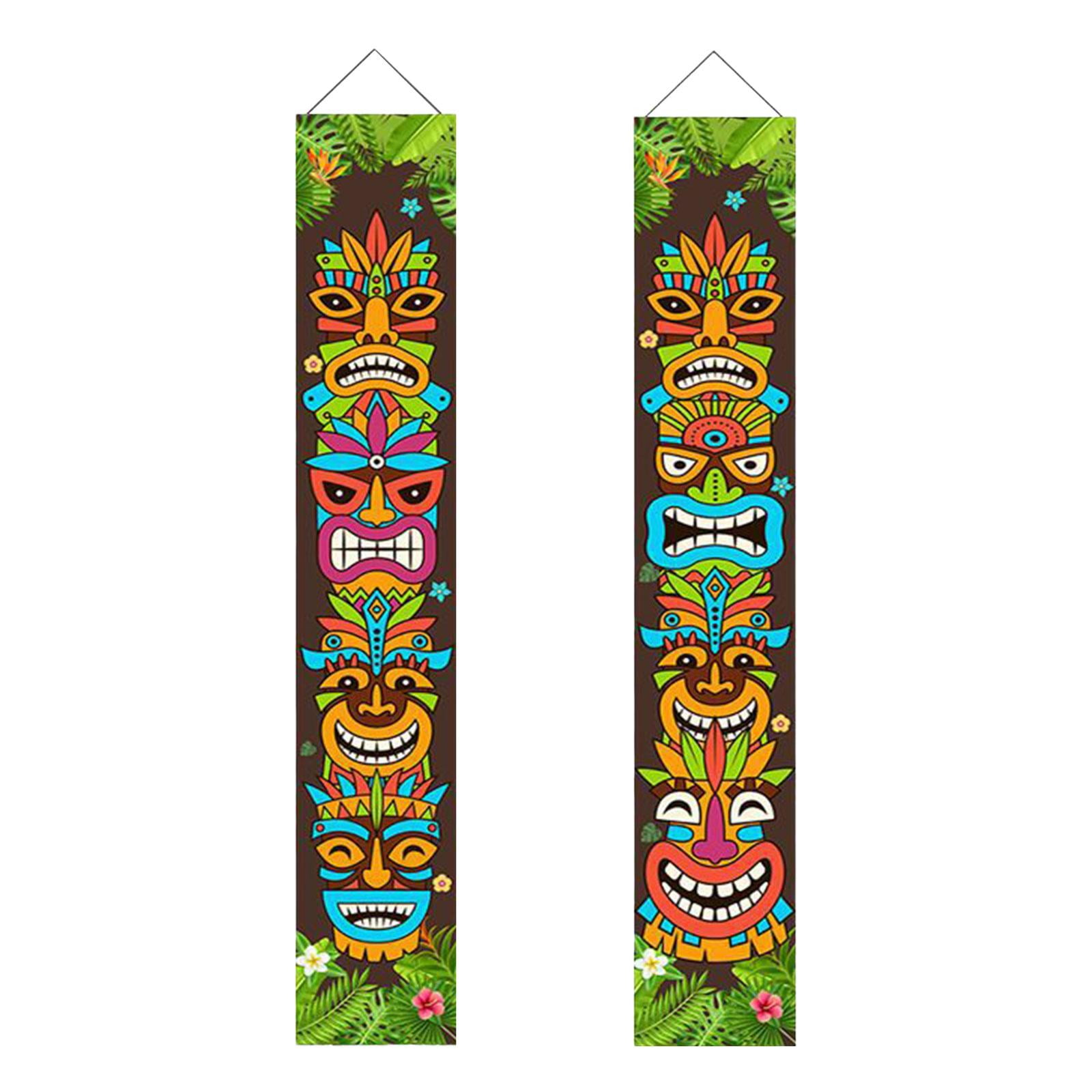 2Pcs Hawaiian Tiki Decoration Door Banner Sign, Multipurpose Decorative ...