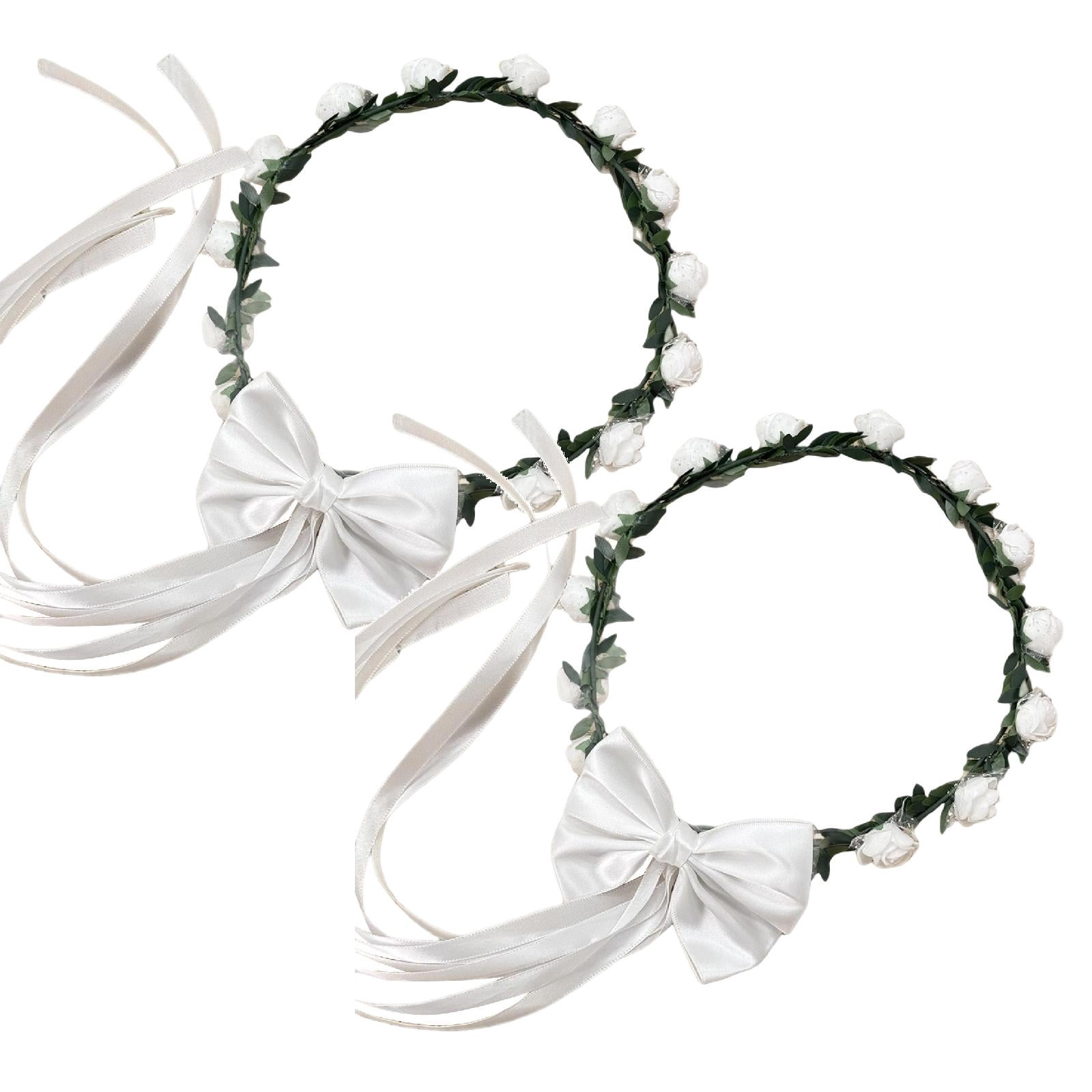 2Pcs Headband Girls Leaf Bow Floral Design Hair Accessory Kids Decor ...