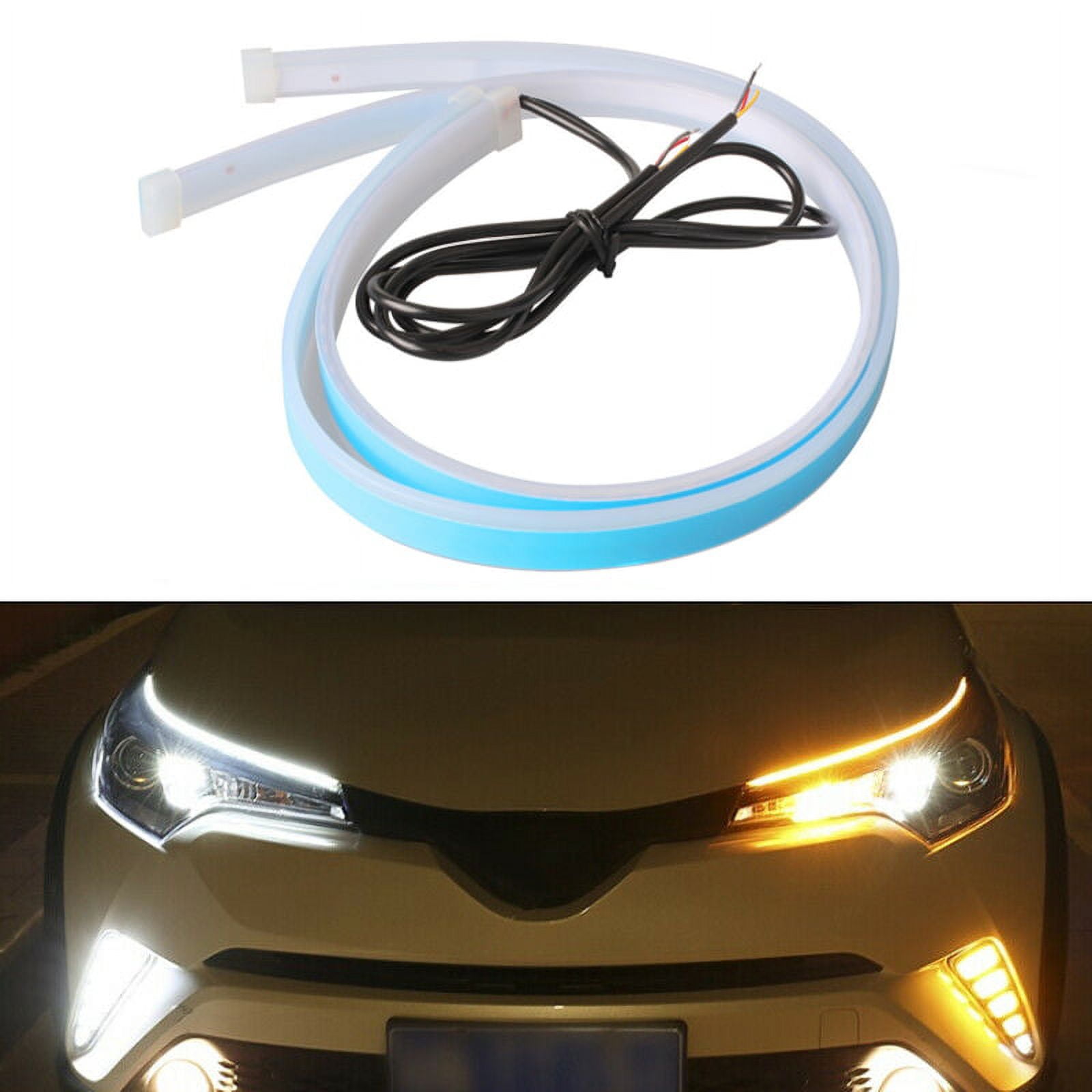 2Pcs Headlight Bar Light White And Amber Sequential Turn Signal Led ...