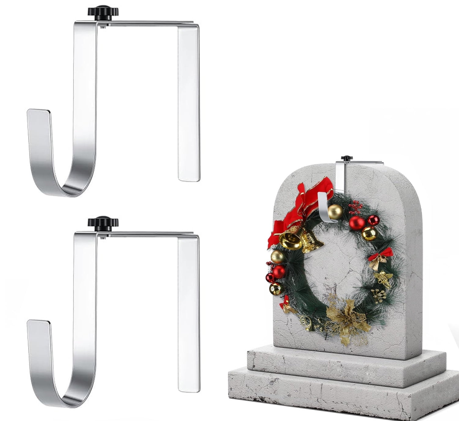 2Pcs Headstone Wreath Hanger, Adjustable Wreath Stands for Cemetery ...