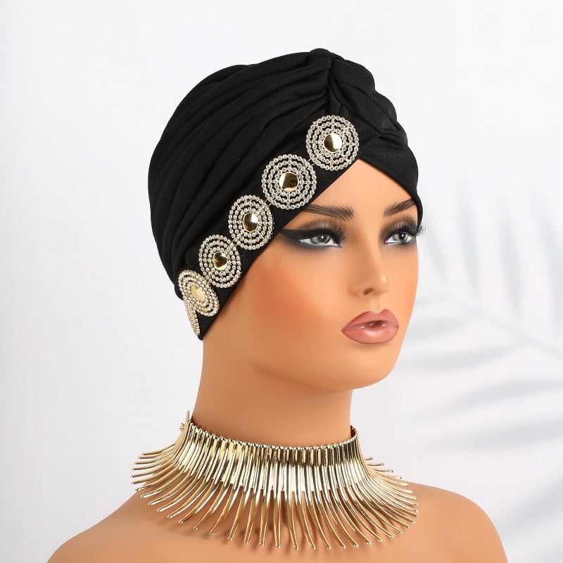 2Pcs Headwrap Hair Turbans African Turban Flower Pearl Crystal Twisted ...
