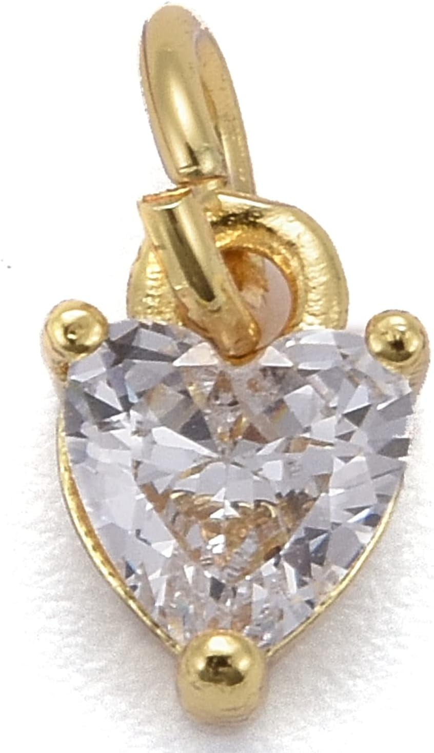 2Pcs Heart Pendants Brass Micro Pave Cubic Zirconia Charms Long-Lasting ...