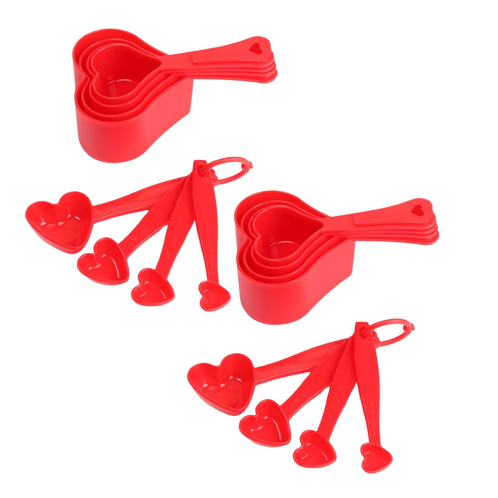 2Pcs Heart Shaped Measuring Cups Set 8 Piece Plastic Kitchen Tools ...