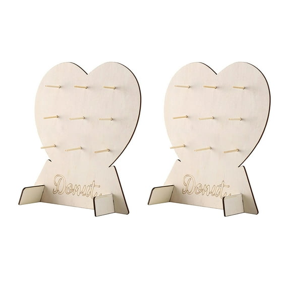 2Pcs Heart Shaped Wooden Cake Display Stand Multifunctional Cake Holder ...