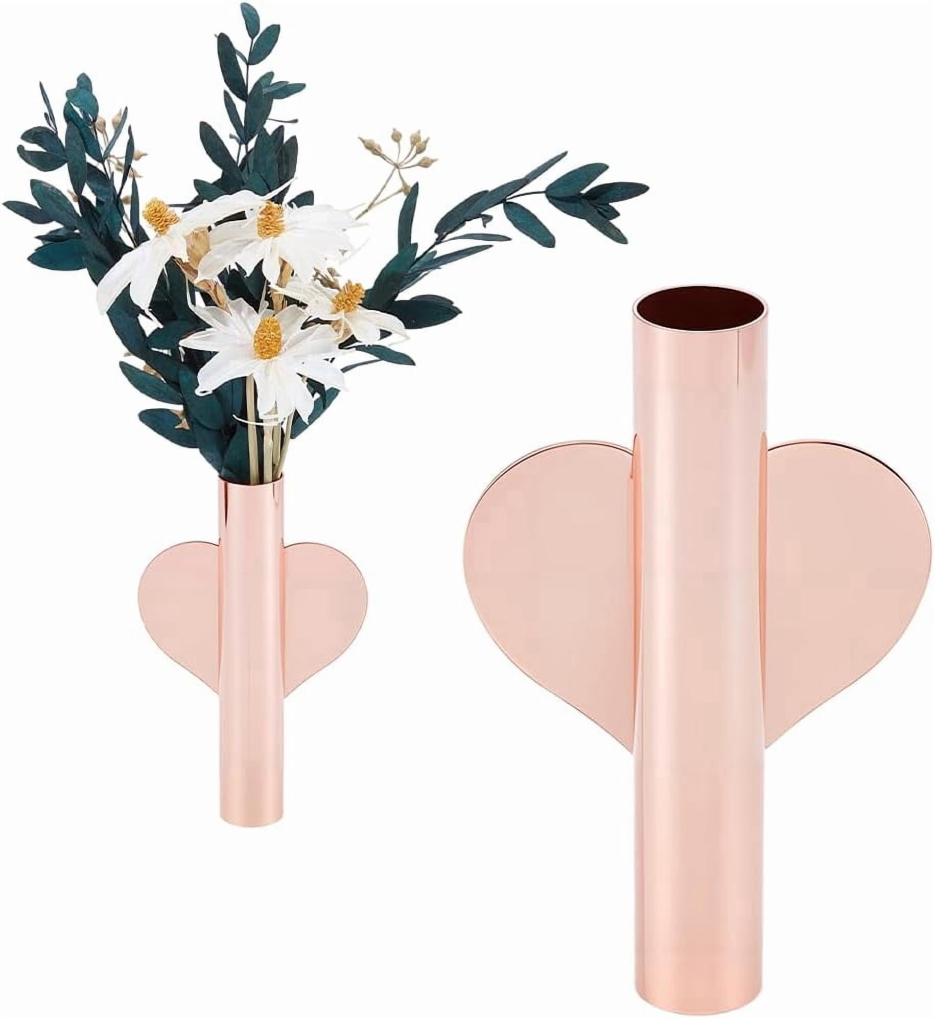 2Pcs Heart Wall Mounted Flower Tube Wall Vase Decoration Holder for ...