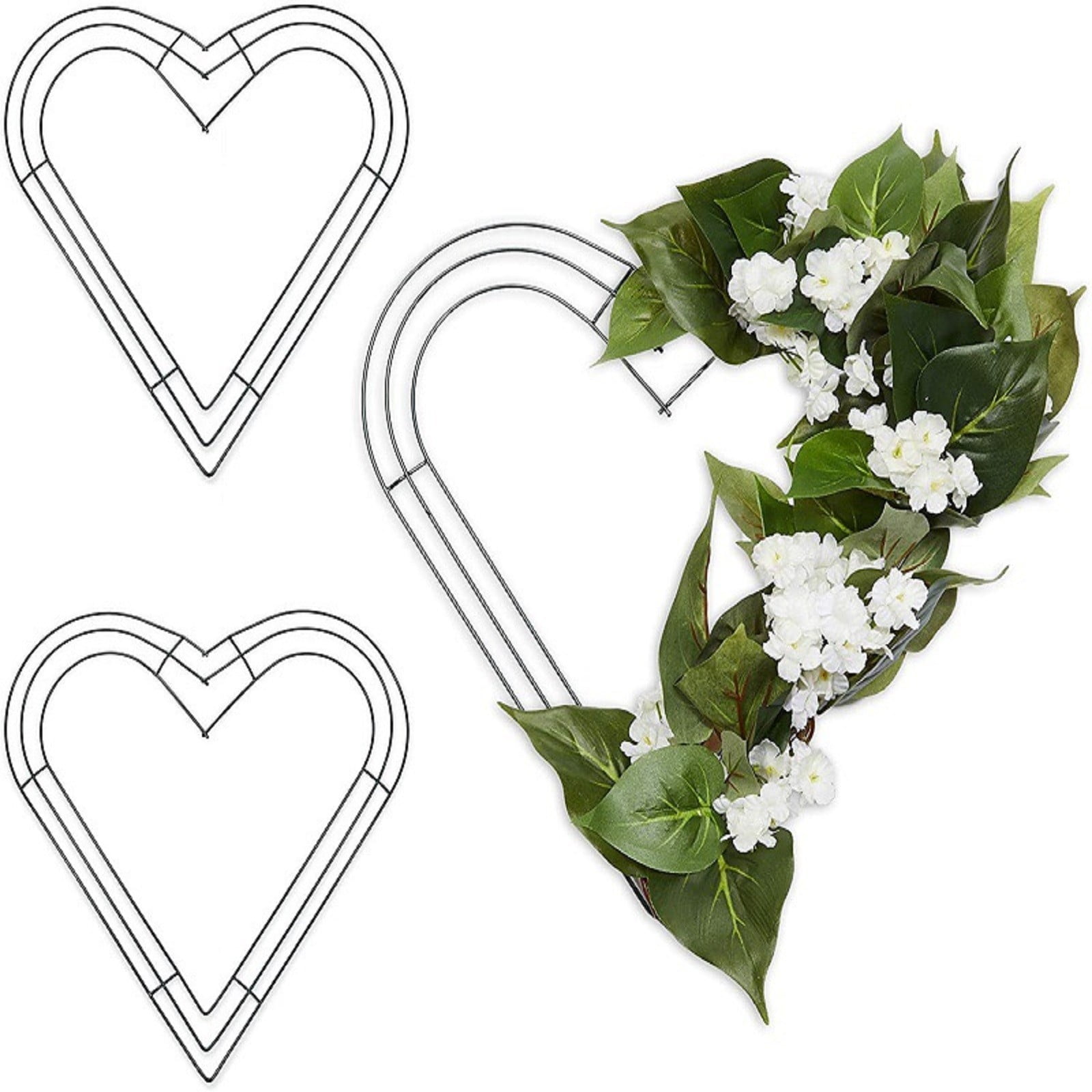 2Pcs Heart Wire Wreath Frame: 12 Inch Metal Floral Hoops & DIY Wreath ...