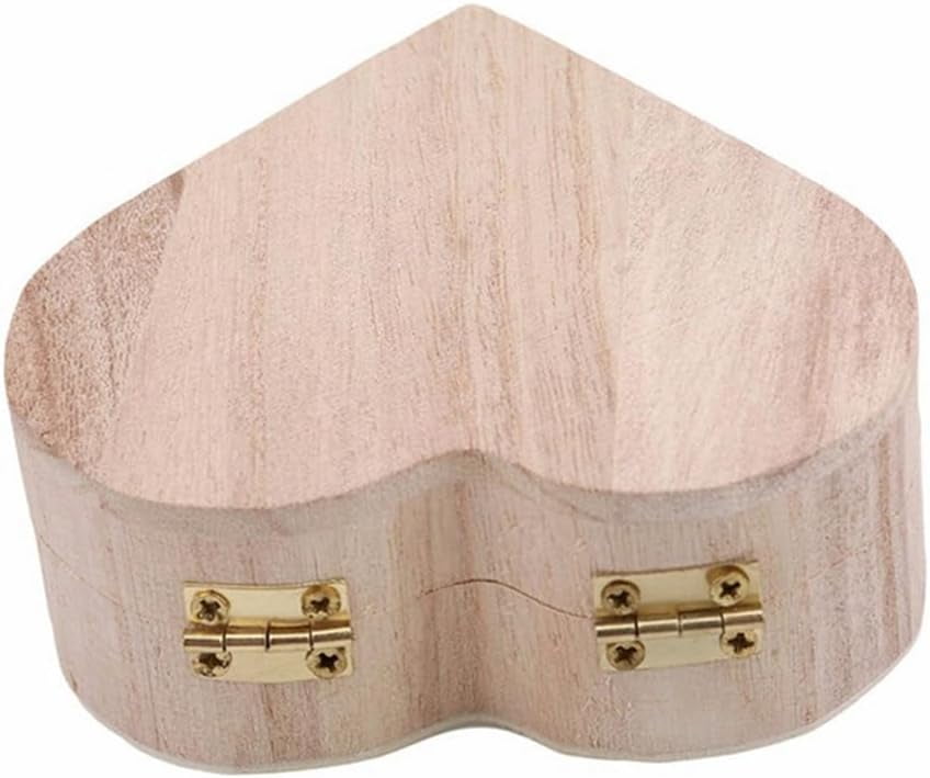 2Pcs Heart Wood Jewelry Storage Boxes Jewelry Gift Case with Hinged Lid ...
