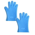 2Pcs Heat-Resistant Silicone Oven Mitts Grilling Gloves with 5 Fingers ...