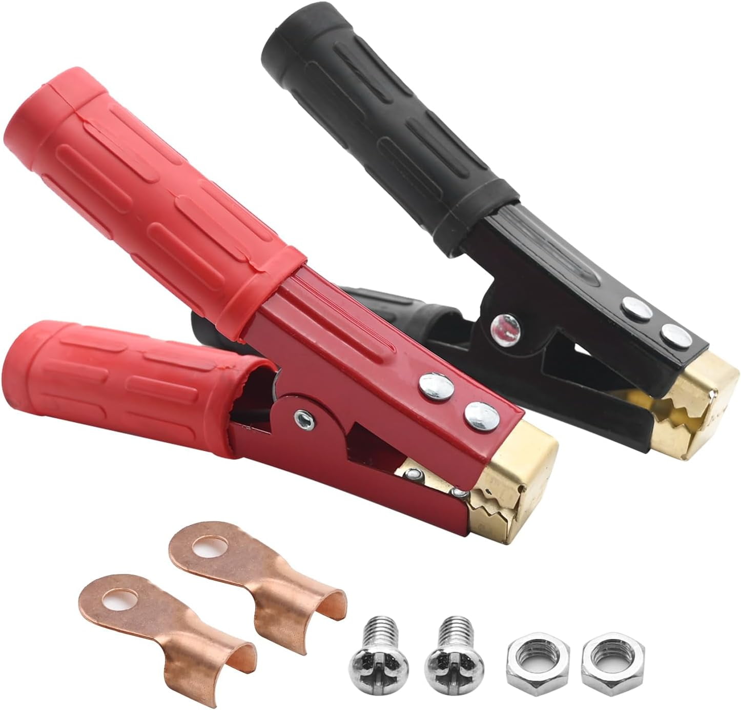 2Pcs Heavy-Duty Insulated Alligator Clips Pure Copper Car Battery ...