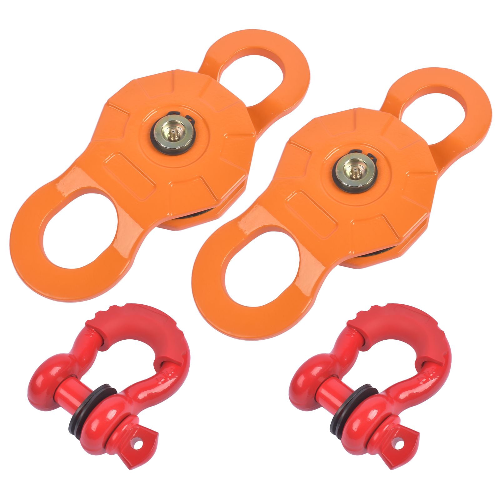 2Pcs Heavy Duty Snatch Block Pulley Kit w/ Shackles - 11T/25000lbs ...