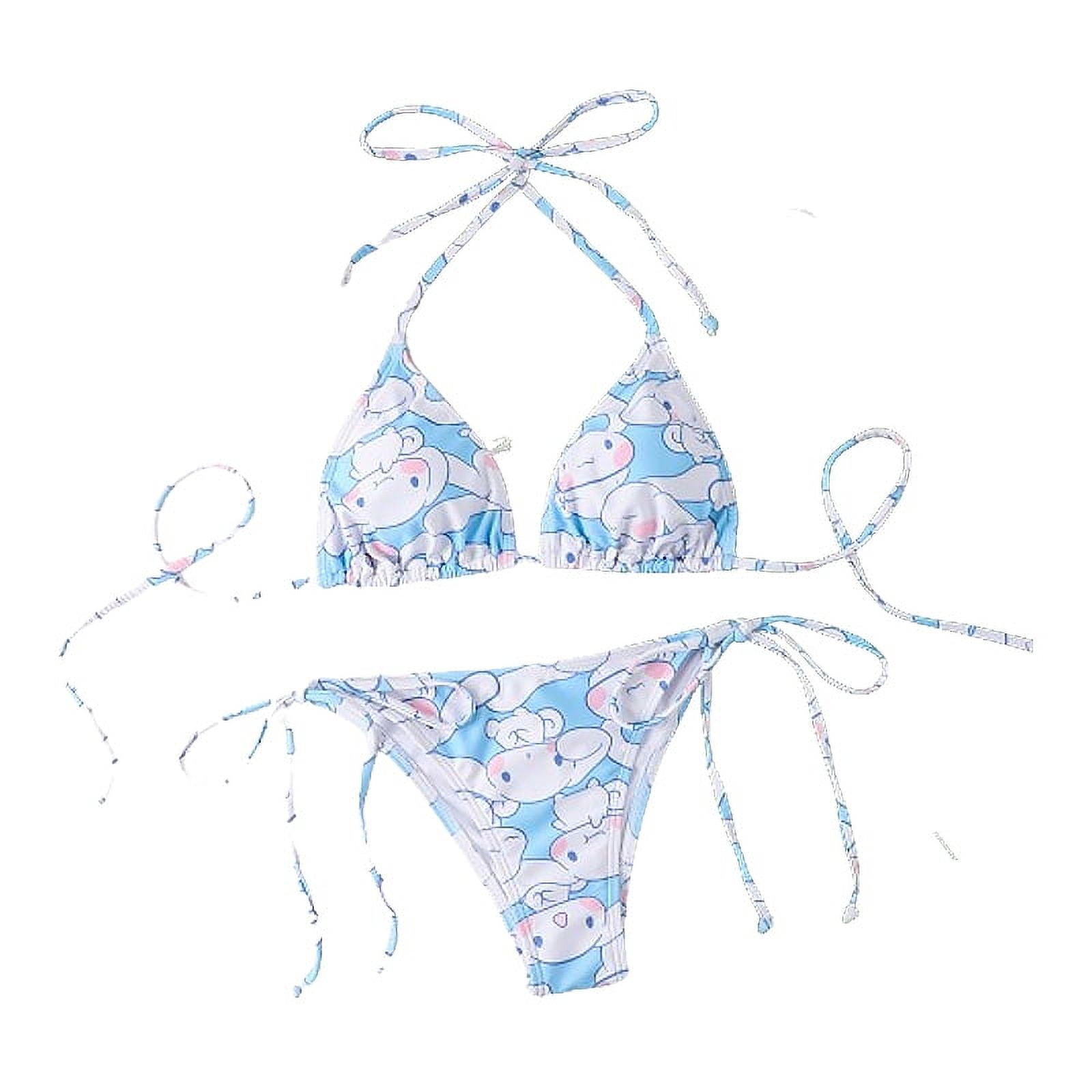 2Pcs HelloKitty Sanrio Bikini Set Cartoon Anime Summer Beach Soft Side ...