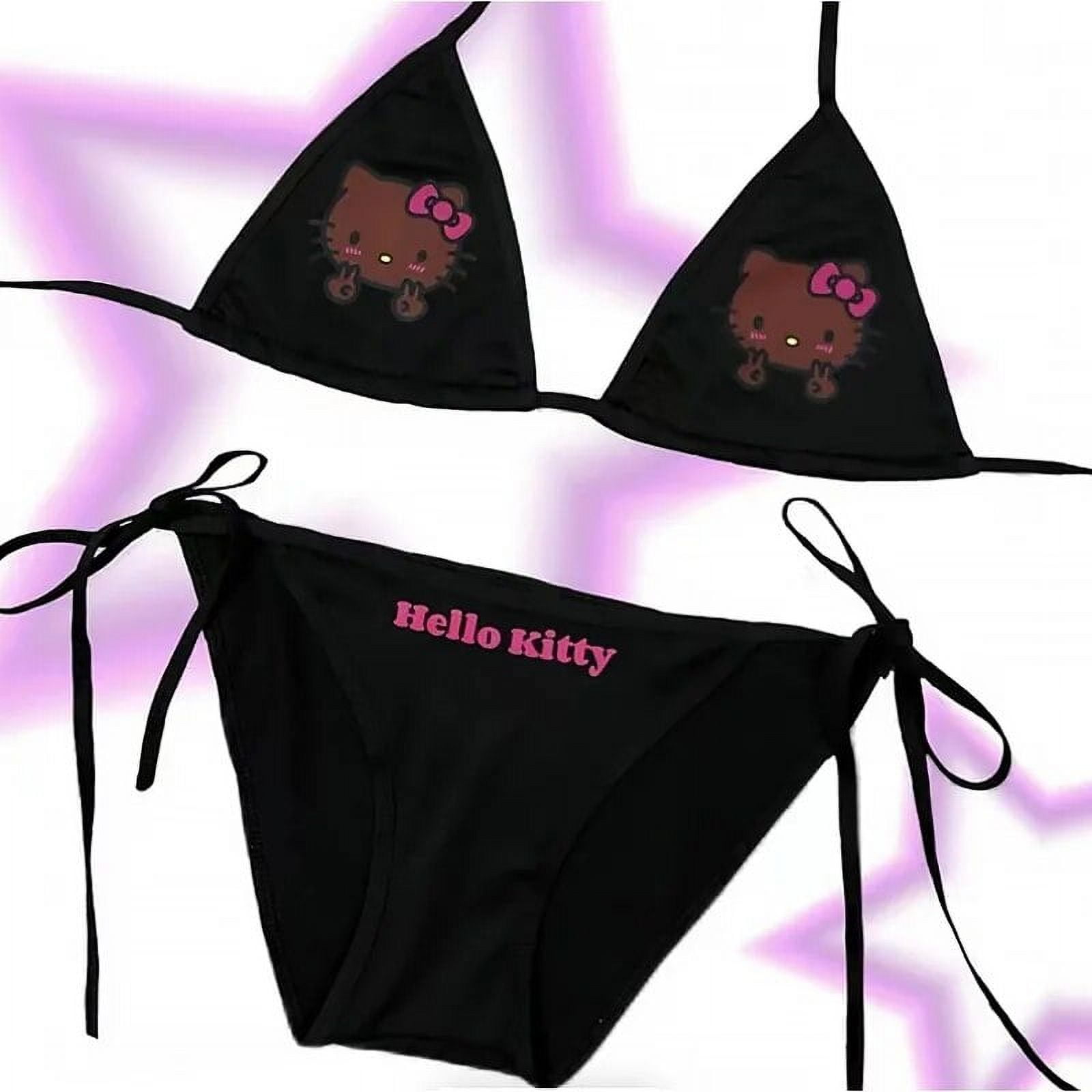2pcs Hellokitty Sanrio Bikini Set Cartoon Y2k Anime Summer Beach Soft