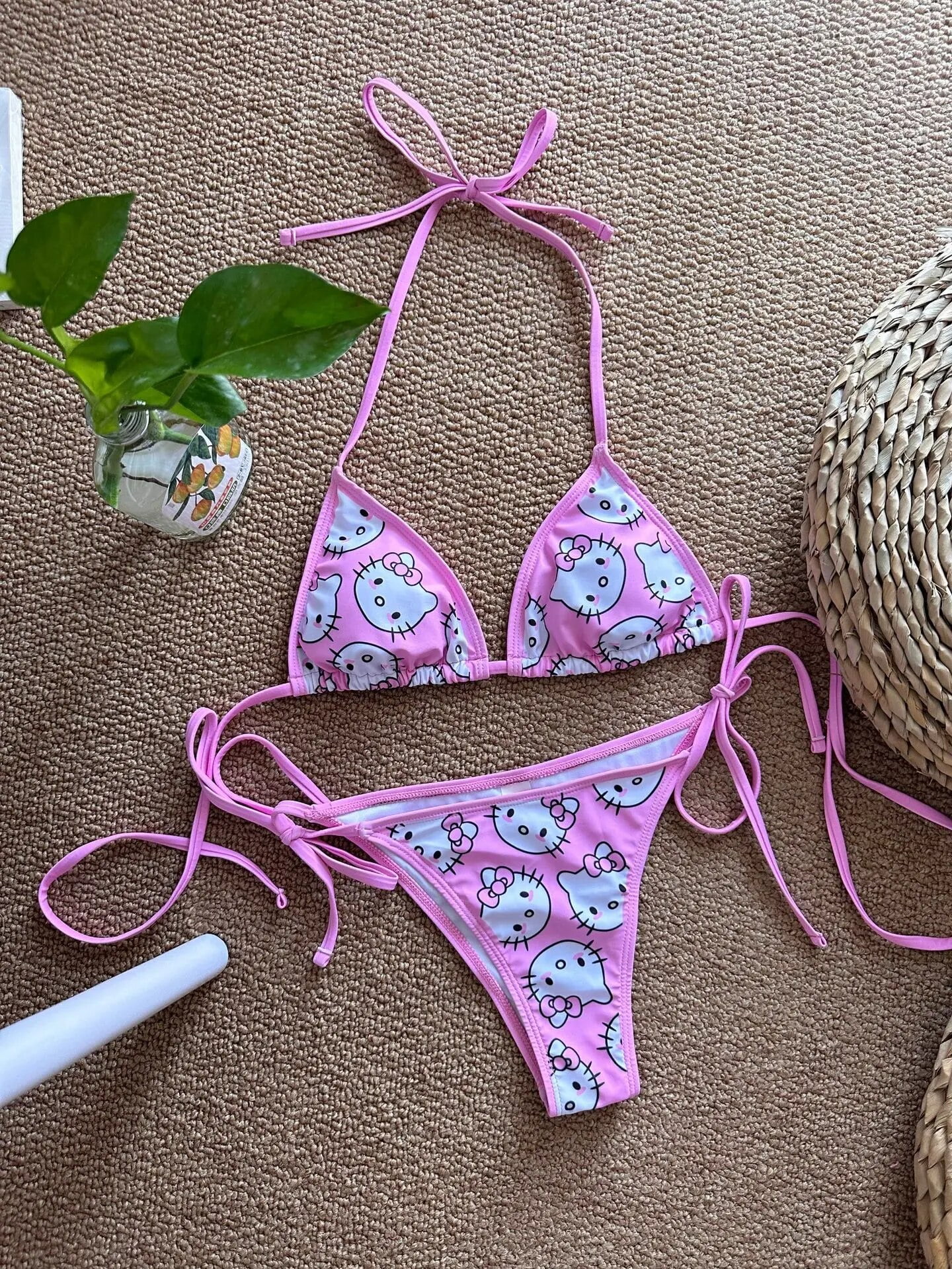 2Pcs HelloKitty Sanrio Bikini Set Cute Cartoon Y2k Anime Summer Beach ...