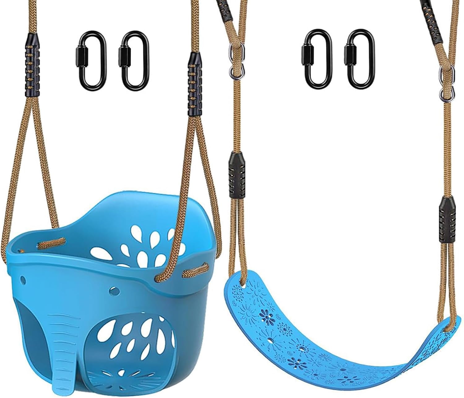 2Pcs High Back Full Bucket Toddler Swing Seat Set with Adjustable ...