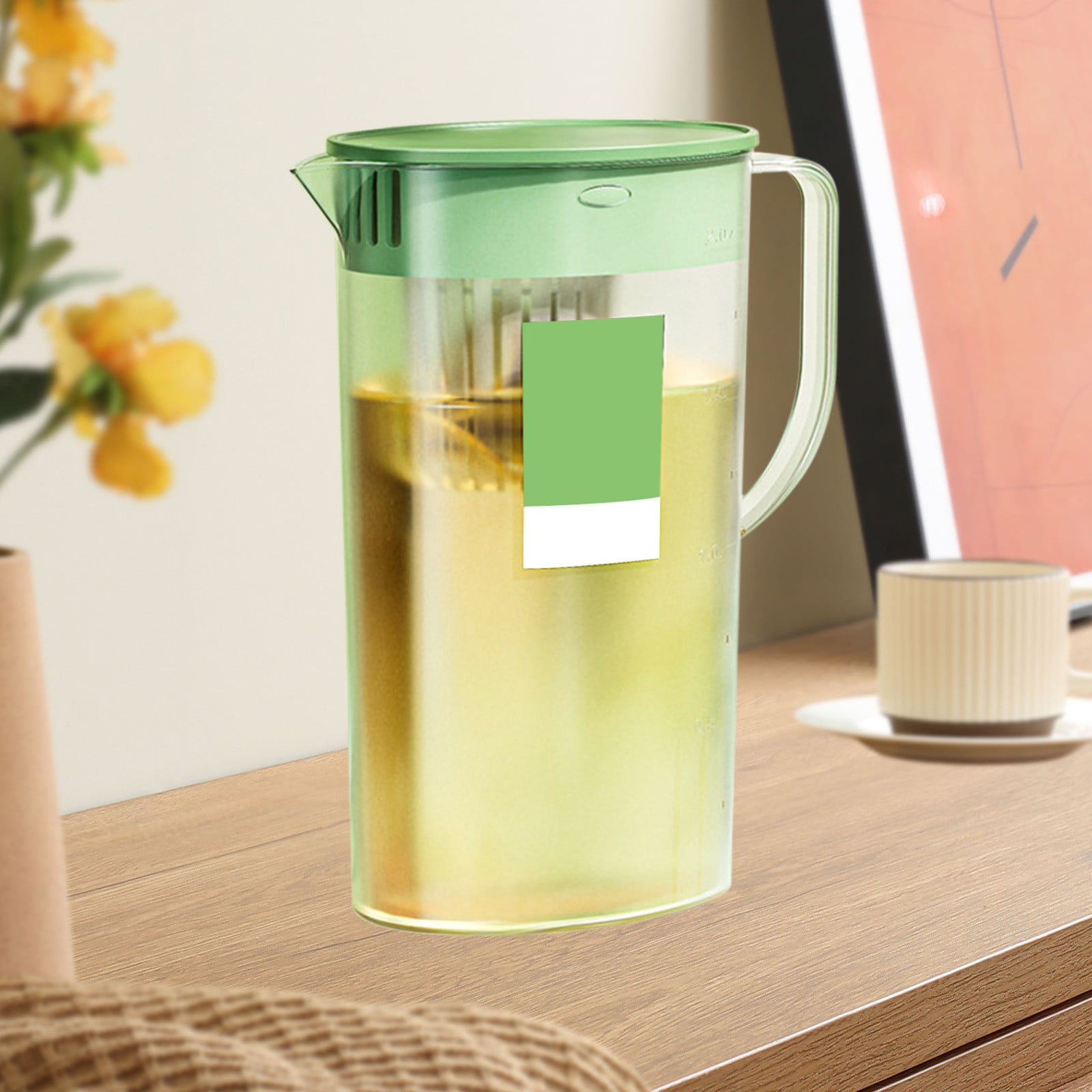 2Pcs High Temperature Resistance Pitcher, 2Liter Water Pitcher With Lid ...