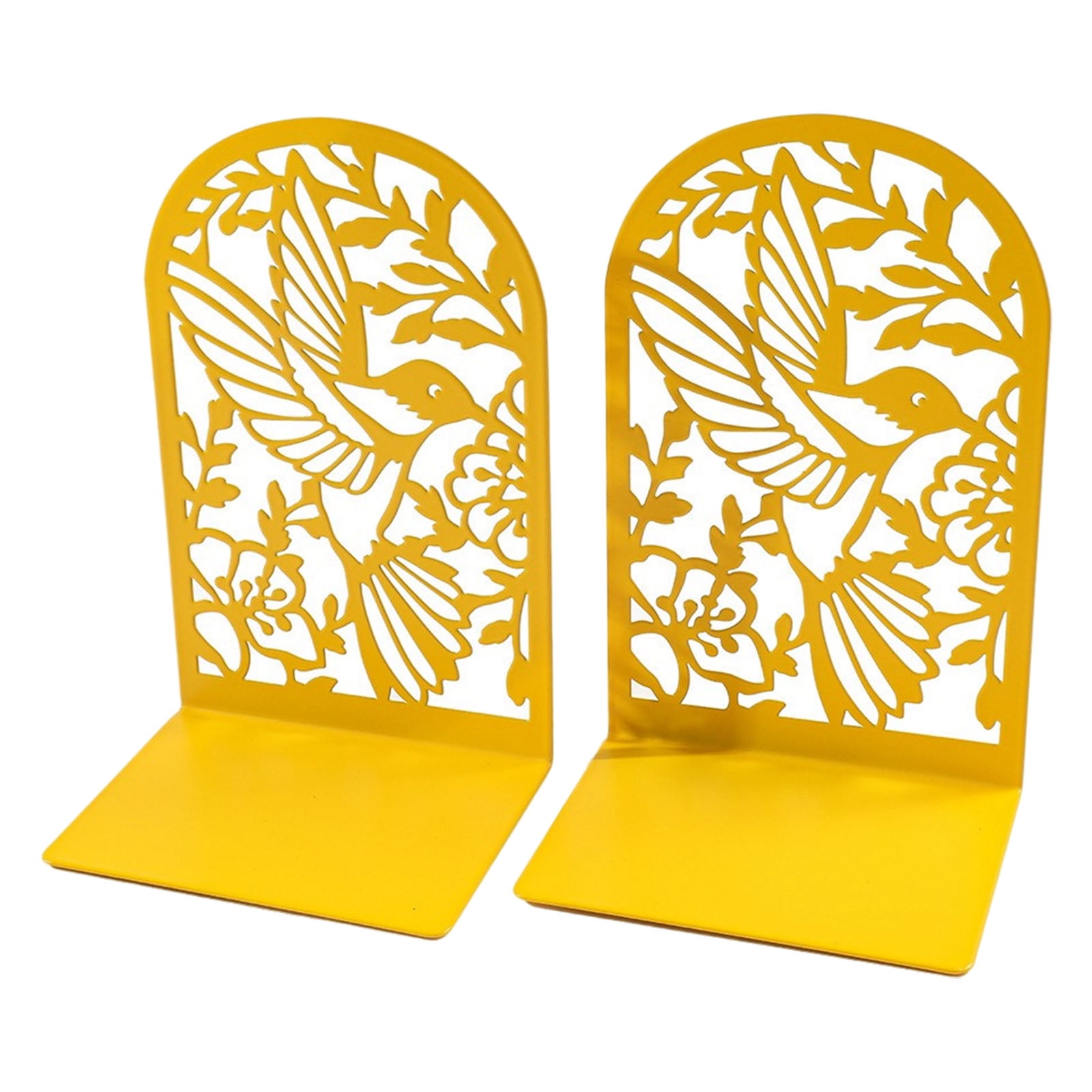 2Pcs Hollow Book Ends for Shelves Heavy Duty Metal Bookends Hollowed ...