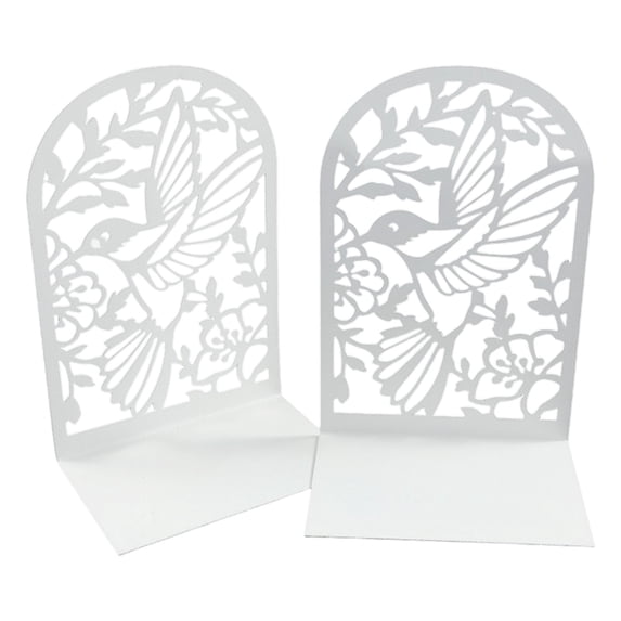 2Pcs Hollow Book Ends for Shelves Heavy Duty Metal Bookends Hollowed ...