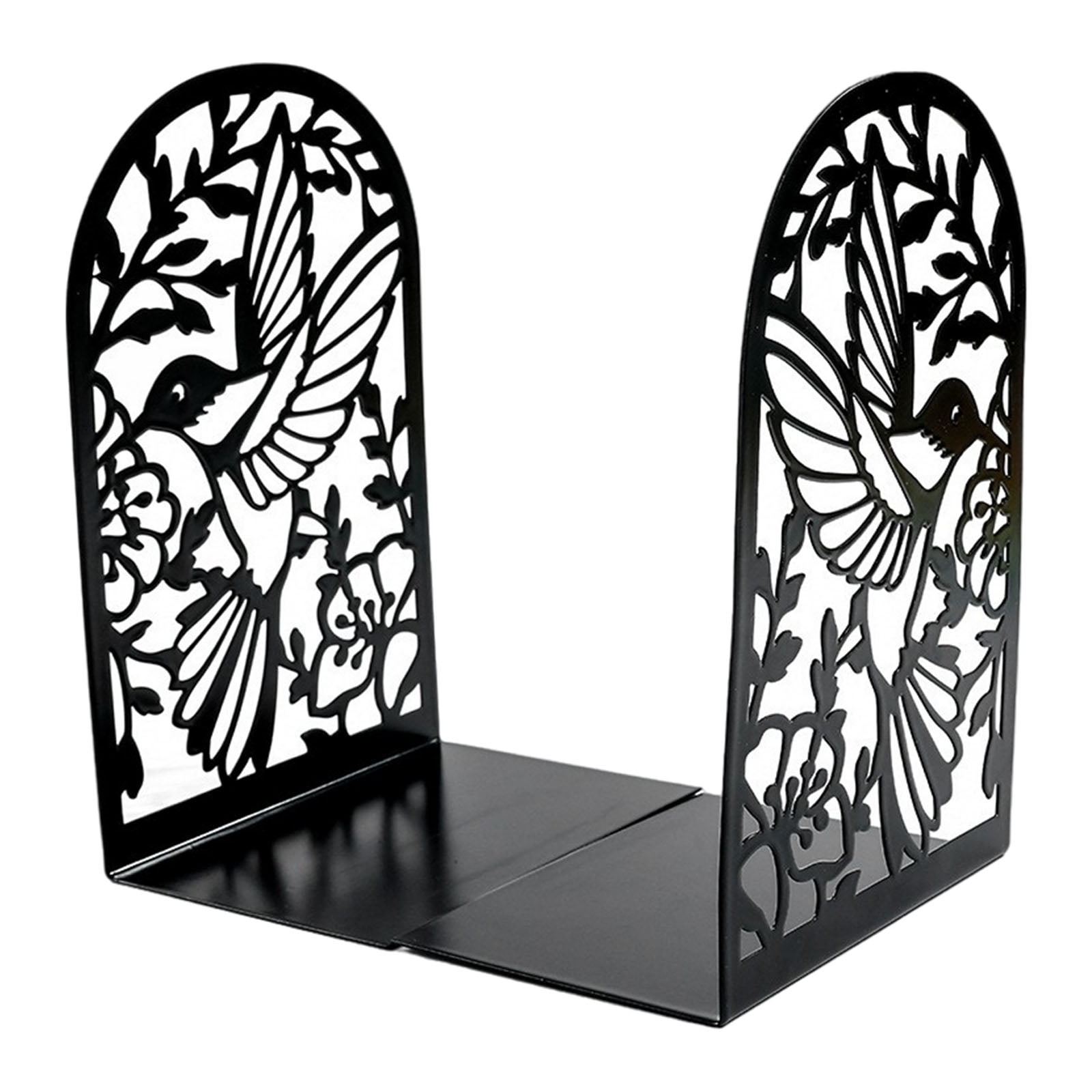 2Pcs Hollow Book Ends for Shelves Heavy Duty Metal Bookends Hollowed ...