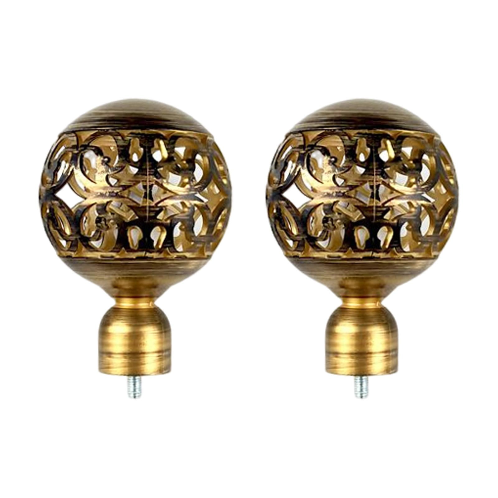 2Pcs Hollow Round Window Curtain Rod Finial Ends, 3/4 inch Decorative ...