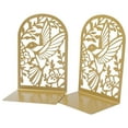 2Pcs Hollowed Bird Floral Book End For Shelves Heavy Duty Metal Book ...