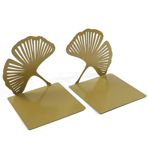 2Pcs Hollowed Leaf Book End For Shelves Heavy Duty Metal Book End Book ...