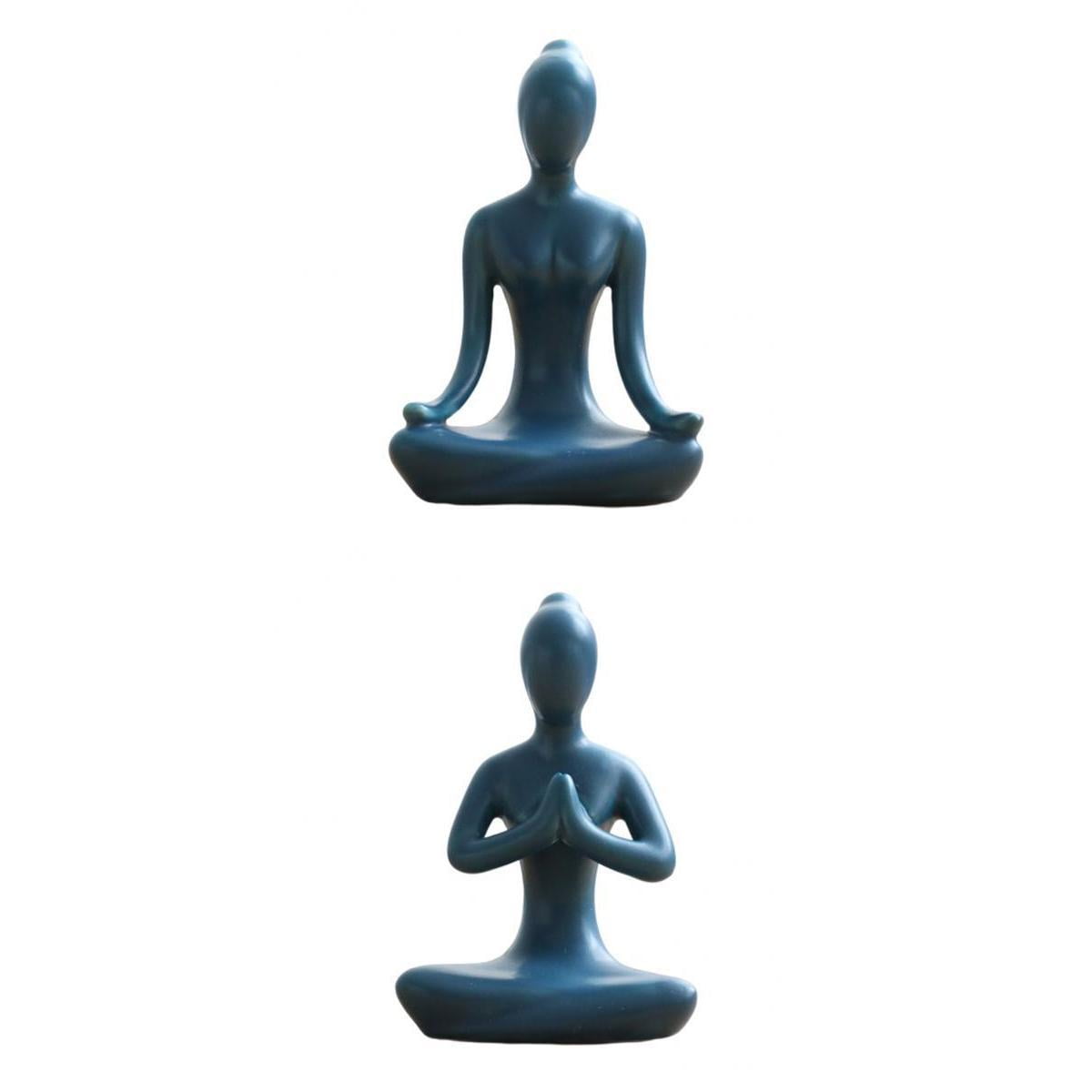 2Pcs Home Modern Yoga Statues Ceramics Creative Female Sculpture ...