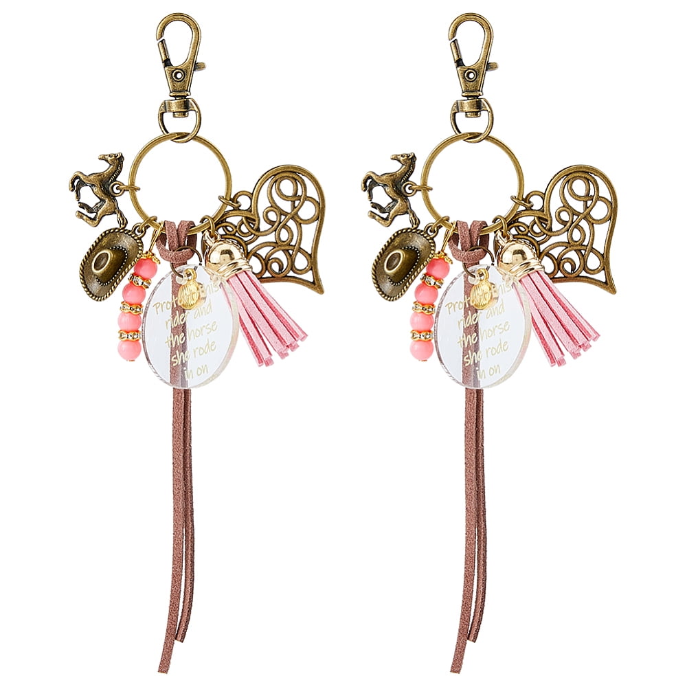 2Pcs Horse Theme Alloy & Glass & Acrylic Pendant Decorations with Alloy ...