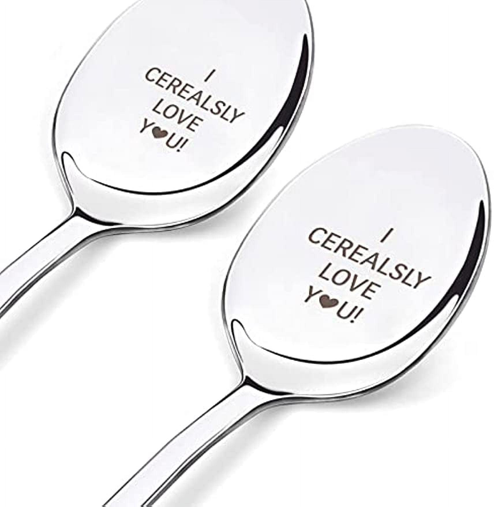 2Pcs I Cerealsly Love You Spoon with Gift Box Stainless Steel Fun Table ...