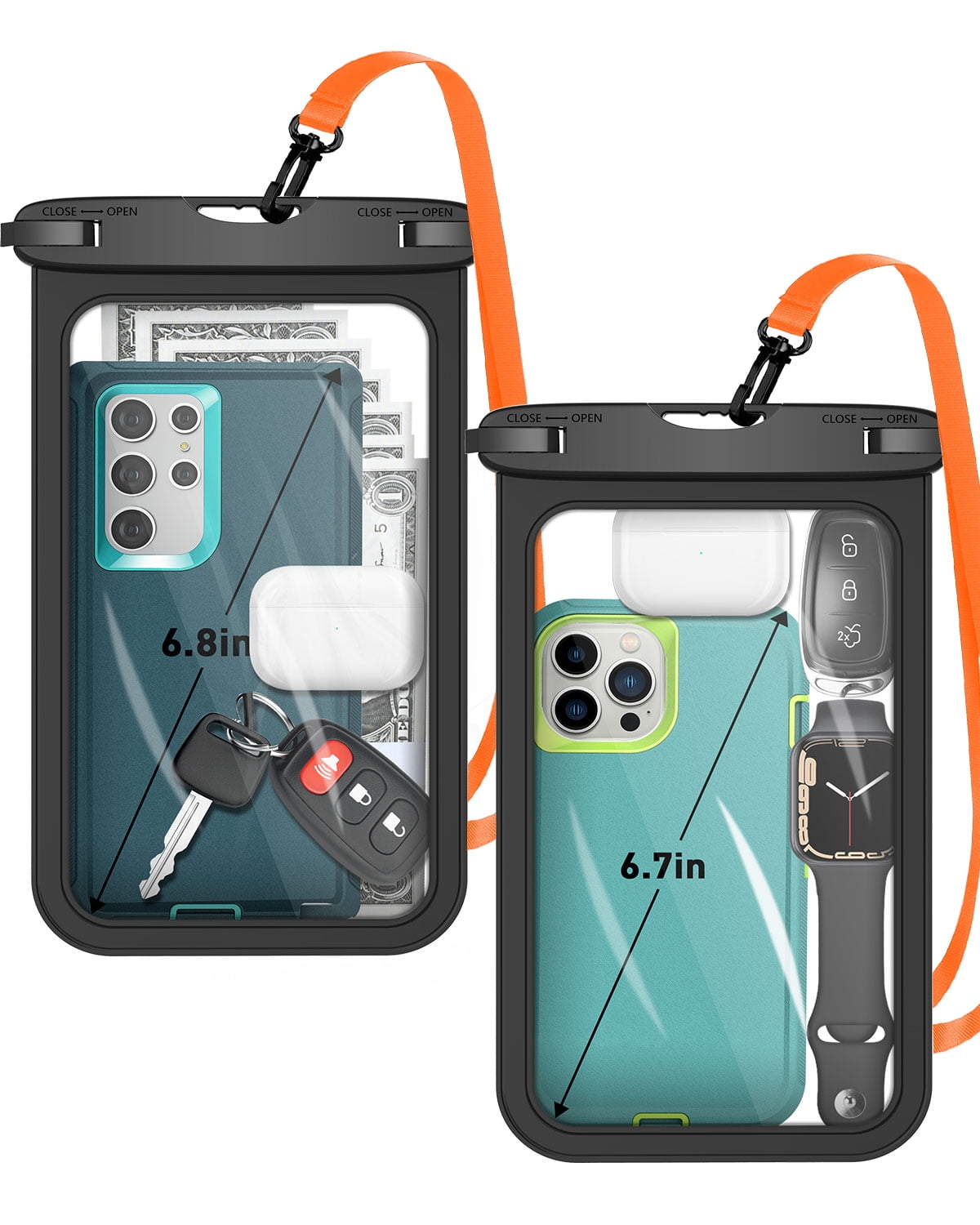 2Pcs IP68 Waterproof Floating Protection Phone Pouch/Case For iPhone 14 ...