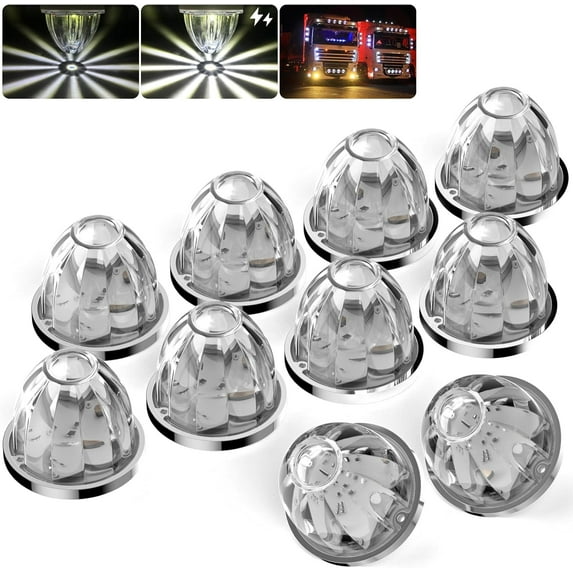 2Pcs Ice Blue Watermelon LED Strobe+Constant Marker Lights Dual ...