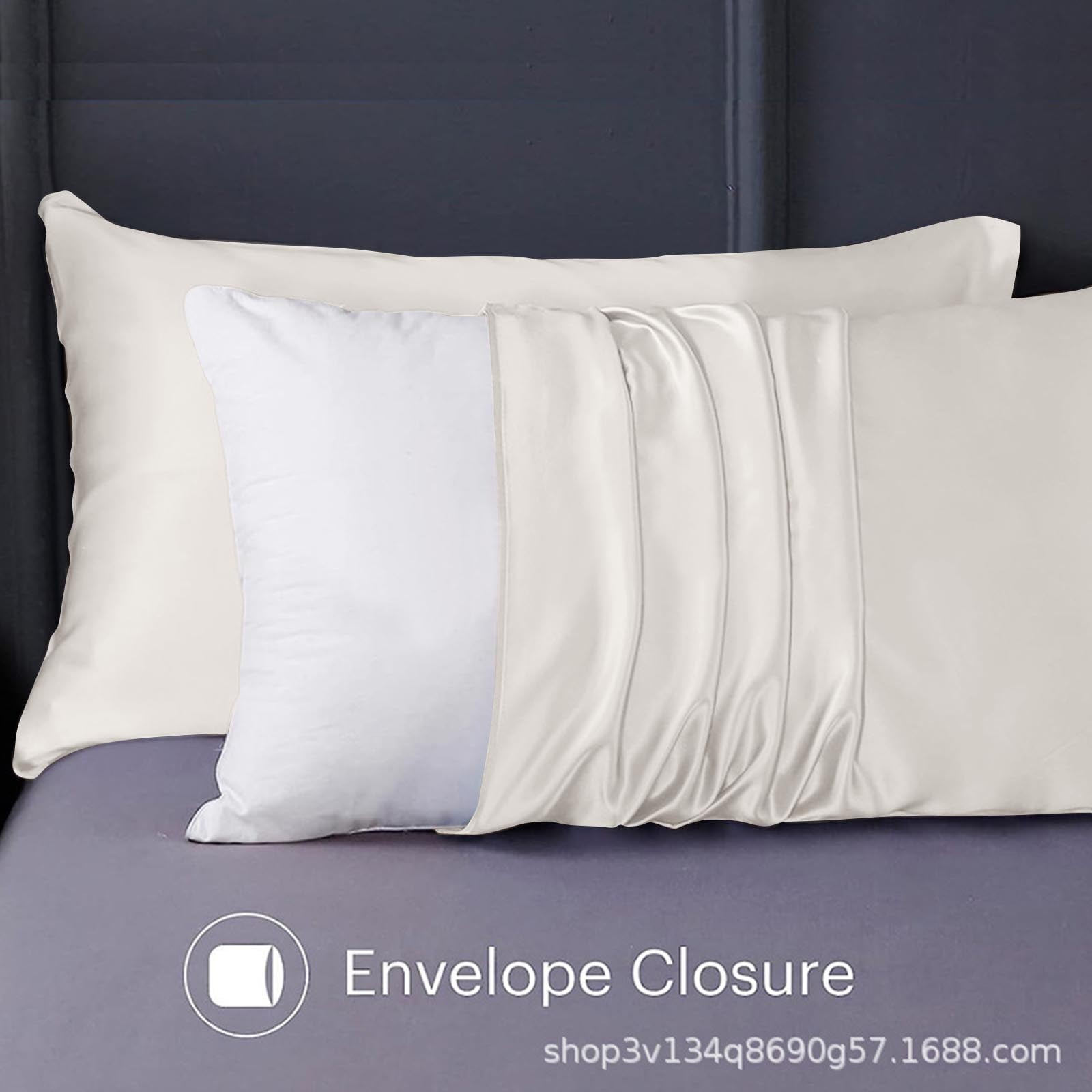 2Pcs Ice Silk Washed Simulated Silk Pillowcase With Zipper Closure ...