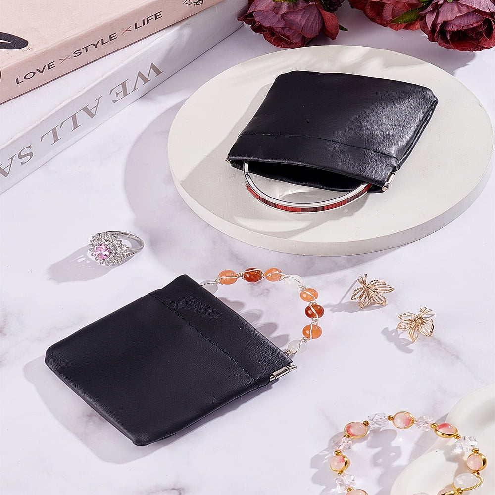 2Pcs Imitation Leather Change Purse Headphone Storage Bag with Magnetic ...