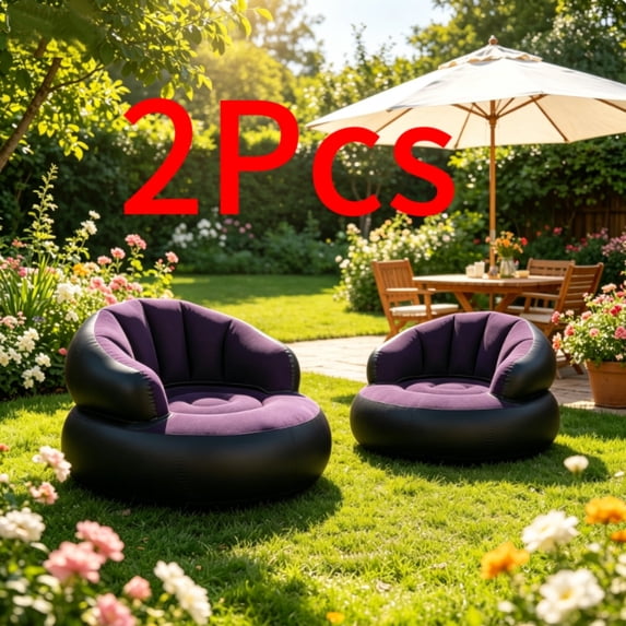 2Pcs Inflatable Air Sofa, Foldable Portable Lounge Chair, Space-Saving ...