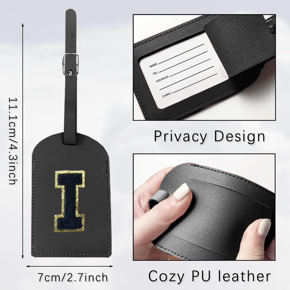 2Pcs Initial Luggage Tags With Preppy Letter Patch For Mr And Mrs ...