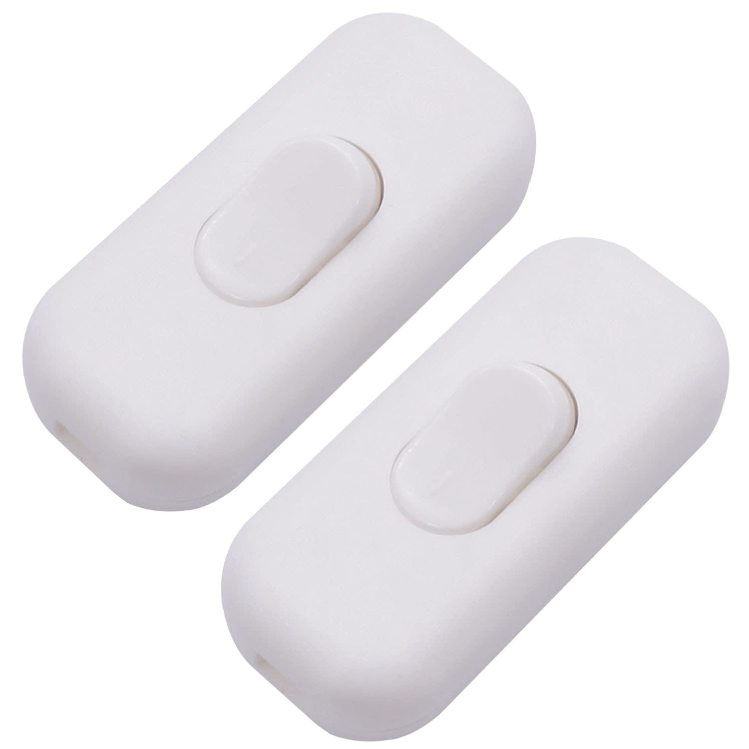 2Pcs Inline Cord Switch 2A 250V Boat Rocker Button ON/Off Control Lamp ...