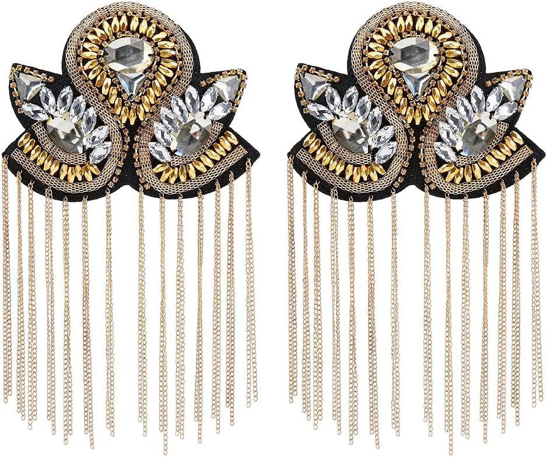 2Pcs Iron & Felt Fashion Tassel Epaulette Detachable Shoulder Badge ...
