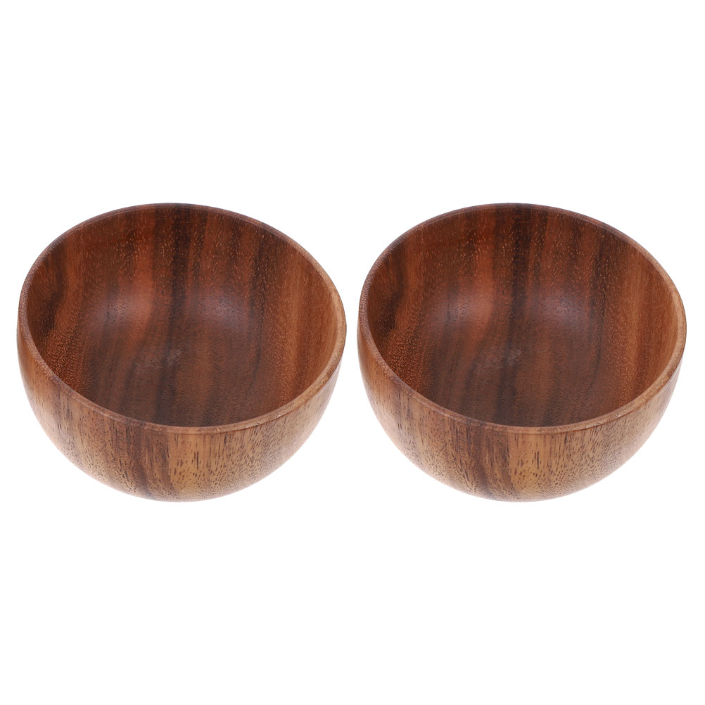 2Pcs Japanese Style Wooden Bowl Fruit Salad Bowl Household Wooden Bowl ...