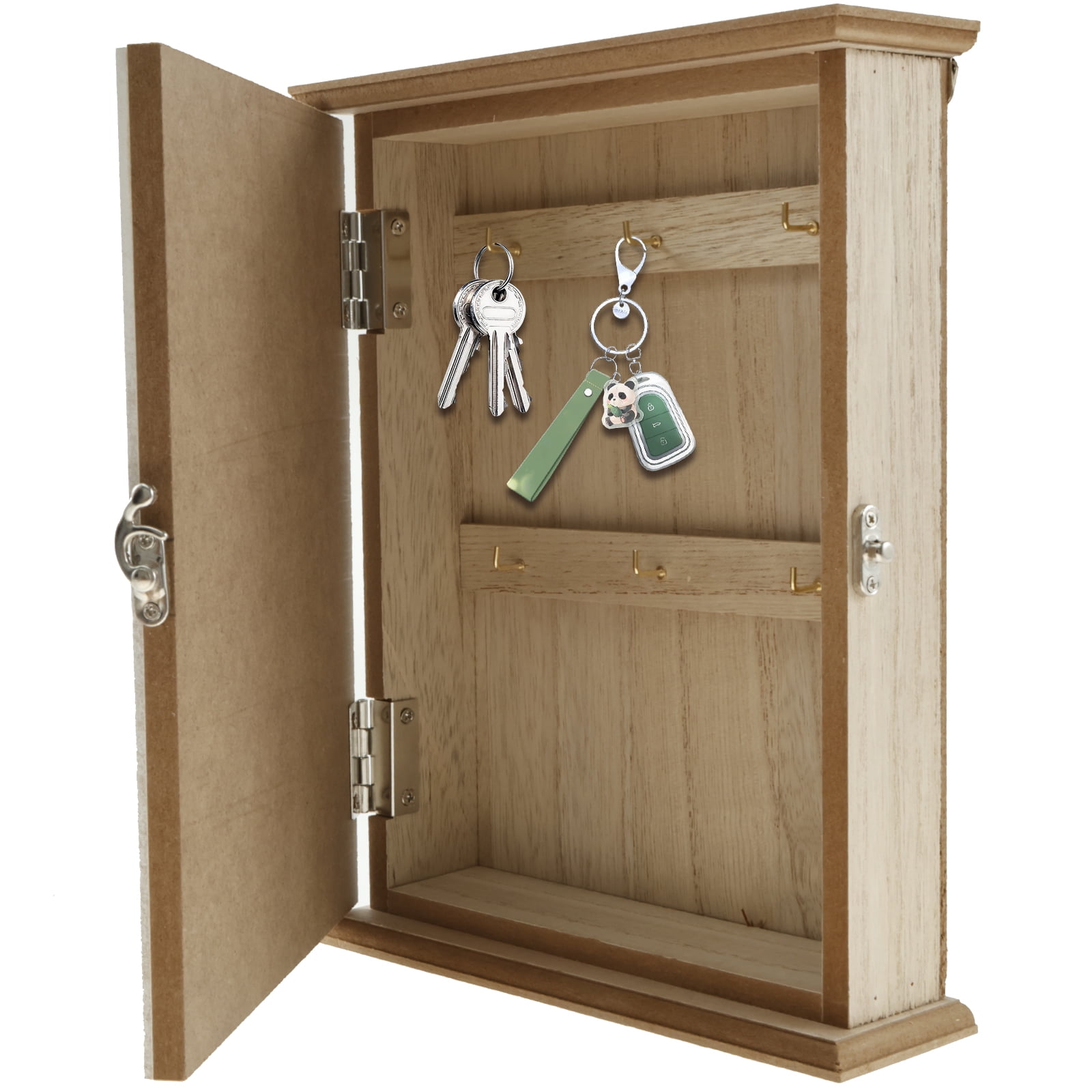 2Pcs Key Cabinet Wooden Key Box Wall Mount Wood Key Box Holder With ...