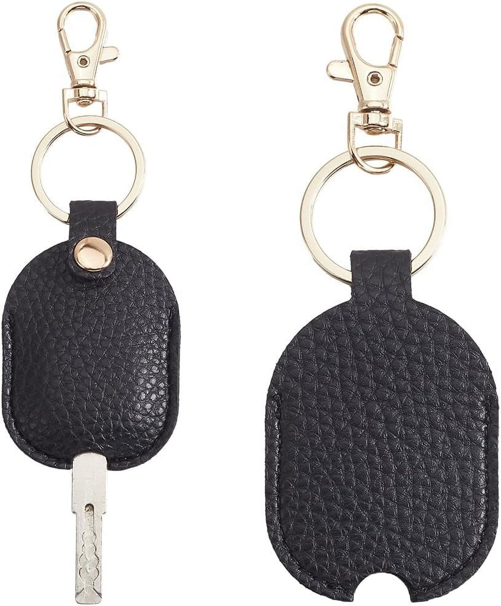 2Pcs Key Cover Keyring Brown PU Leather Rectangle Replacement Fob ...