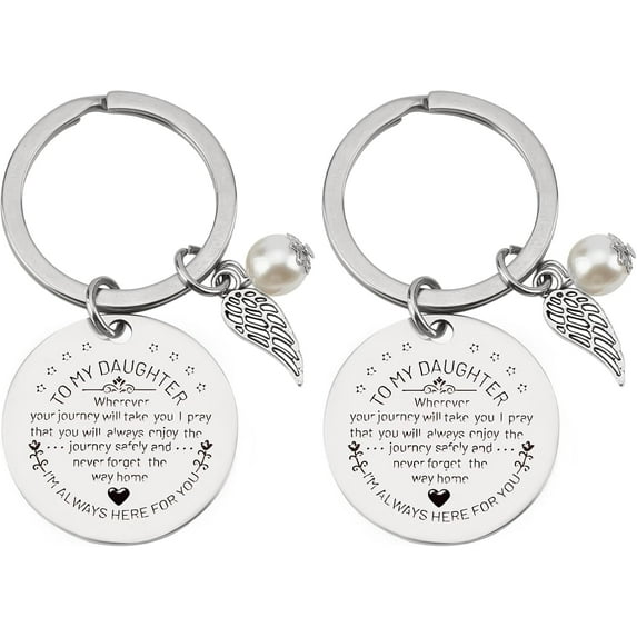 2Pcs Keychain To My Daughter Inspirational Gift Bag Charm Single Sided ...