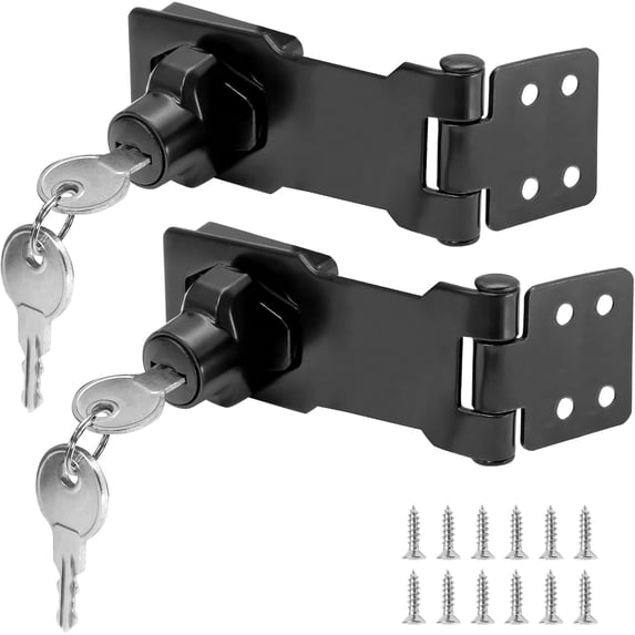 2Pcs Keyed Hasp Locks 4 Inch Twist Knob Keyed Locking Hasp, Metal ...