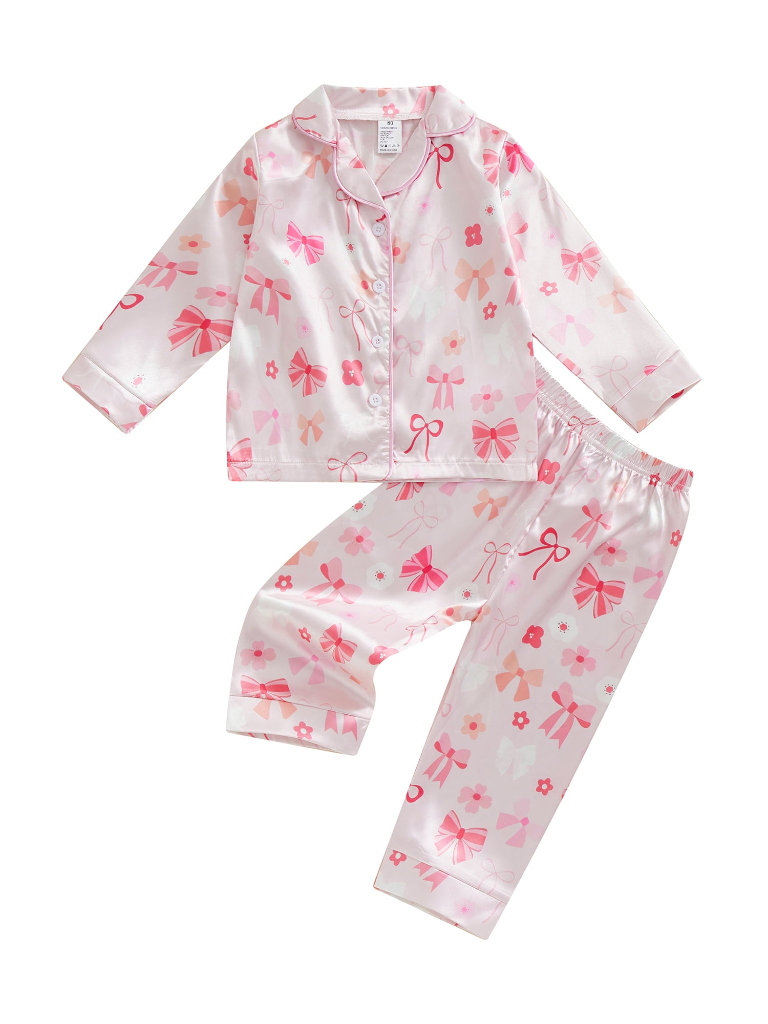 2Pcs Kids Little Girls Satin Pajamas Set 1 2 3 4 5 6 7 Years Long ...