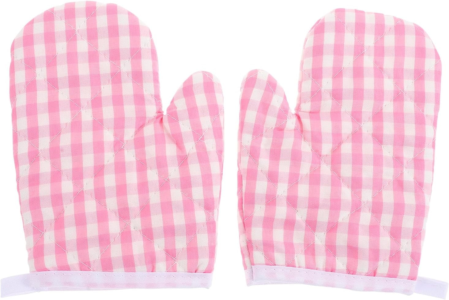 2Pcs Kids Oven Mitts Children Heat Resistant Kitchen Mitts Checkered ...