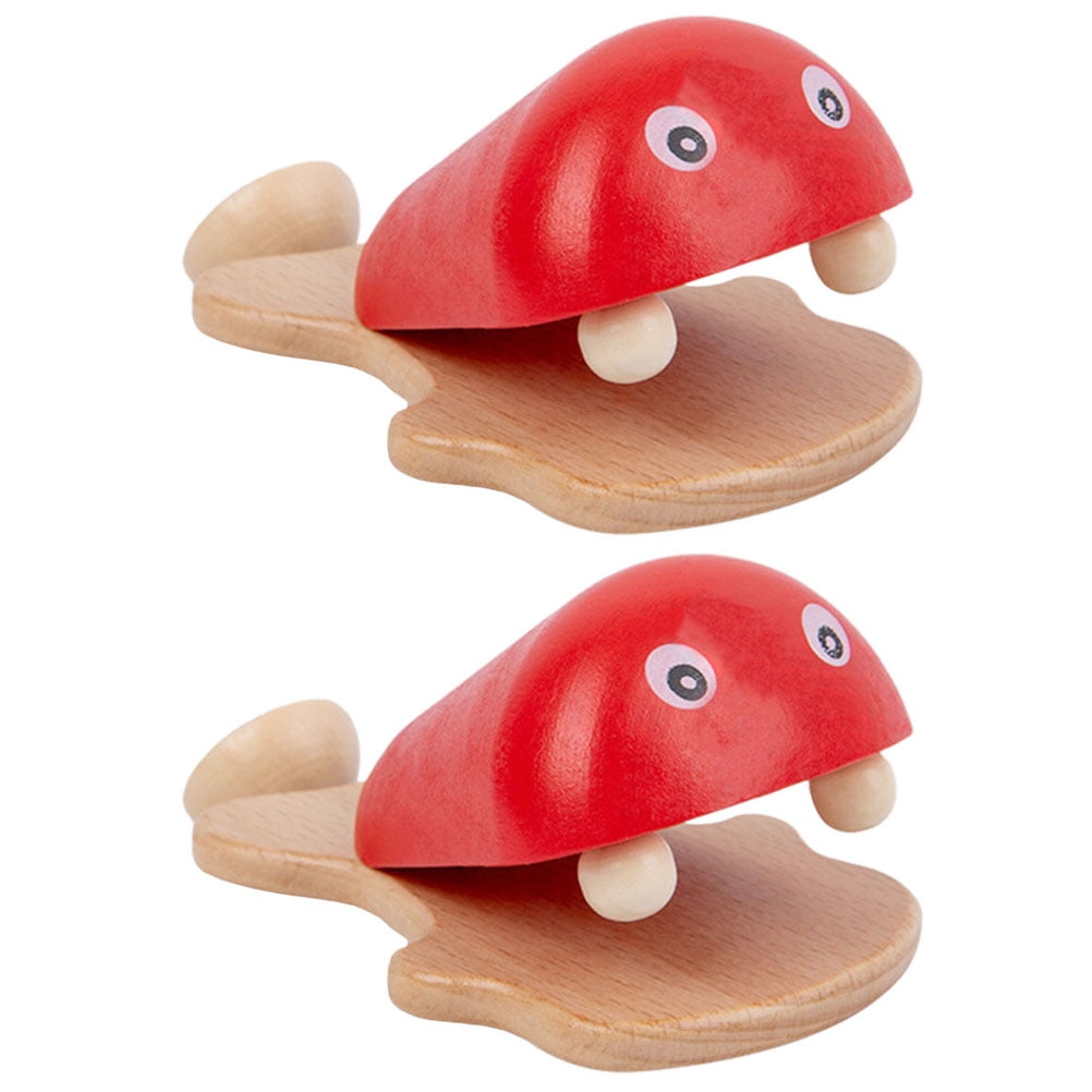 OUNONA Kids Wooden Musical Instrument Toys 2Pcs Fish Shape Cartoon Red ...