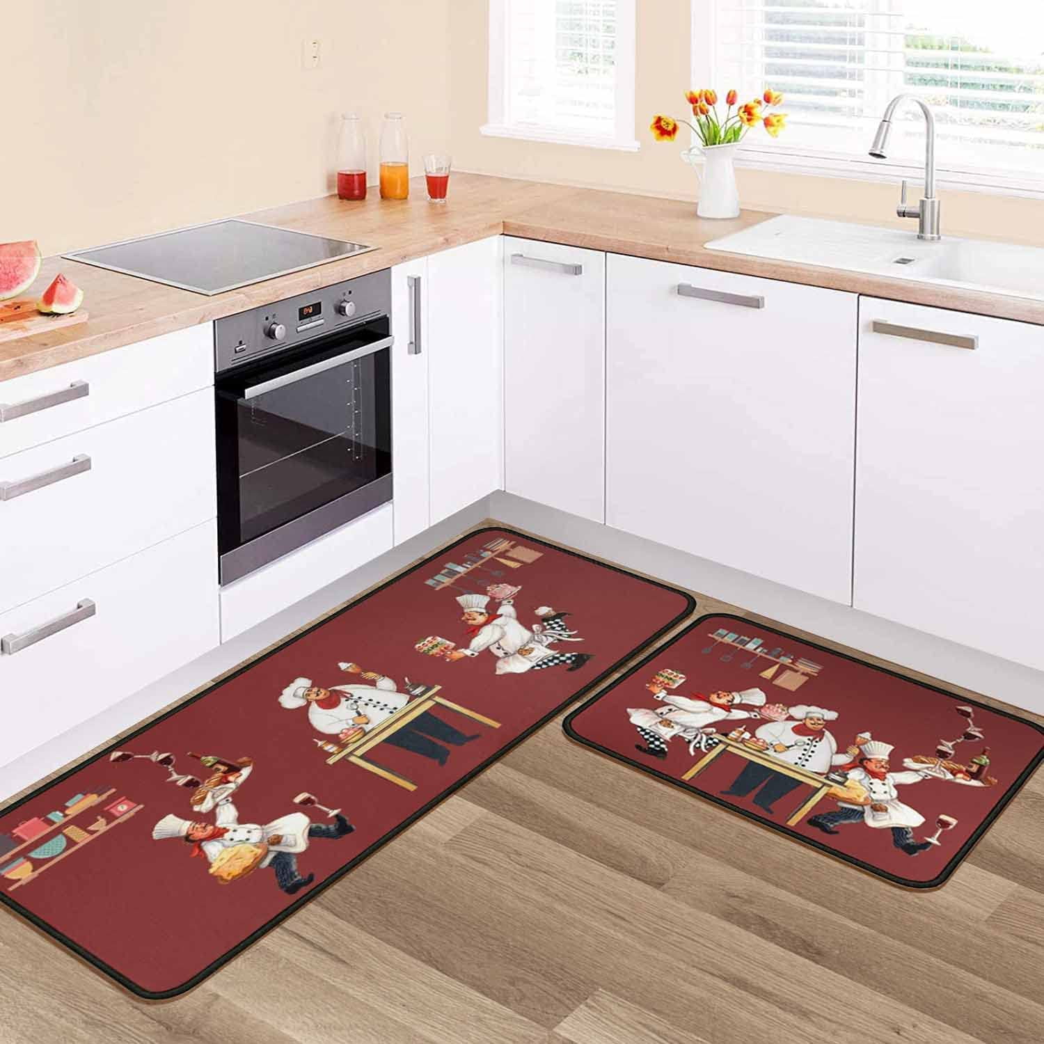 2Pcs Kitchen Runner Mat Sets Chef Kitchen Mats for Restaurant Non Slip ...