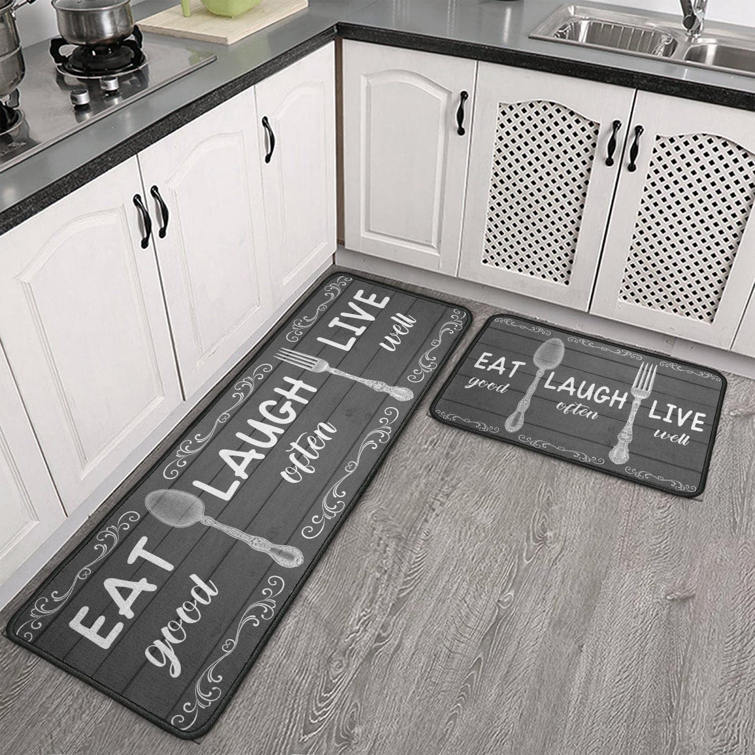 2Pcs Kitchen Runner Rug Absorbent 2 Pieces Kitchen Floor Mats for ...