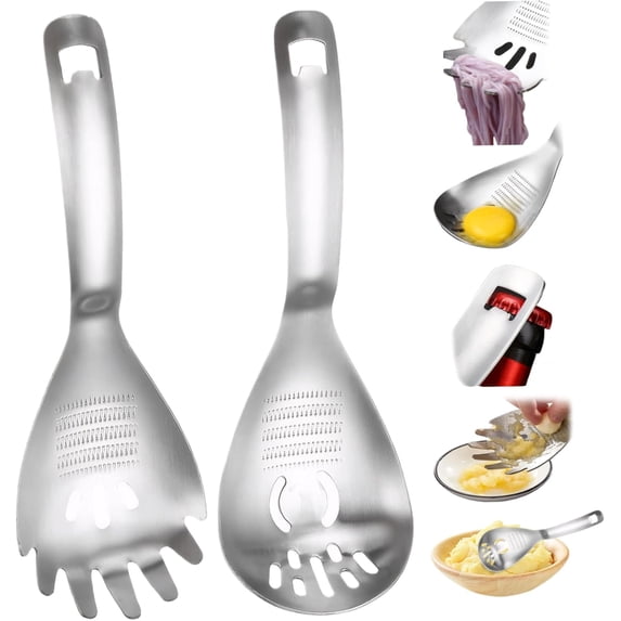 2Pcs Kitchen Utensils Set, Grinding Spoon Garlic Grater, Stainless ...