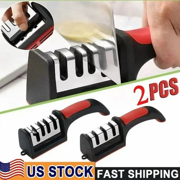 2Pcs Knife Sharpener Professional 4-Stage Ceramic Diamond Steel ...