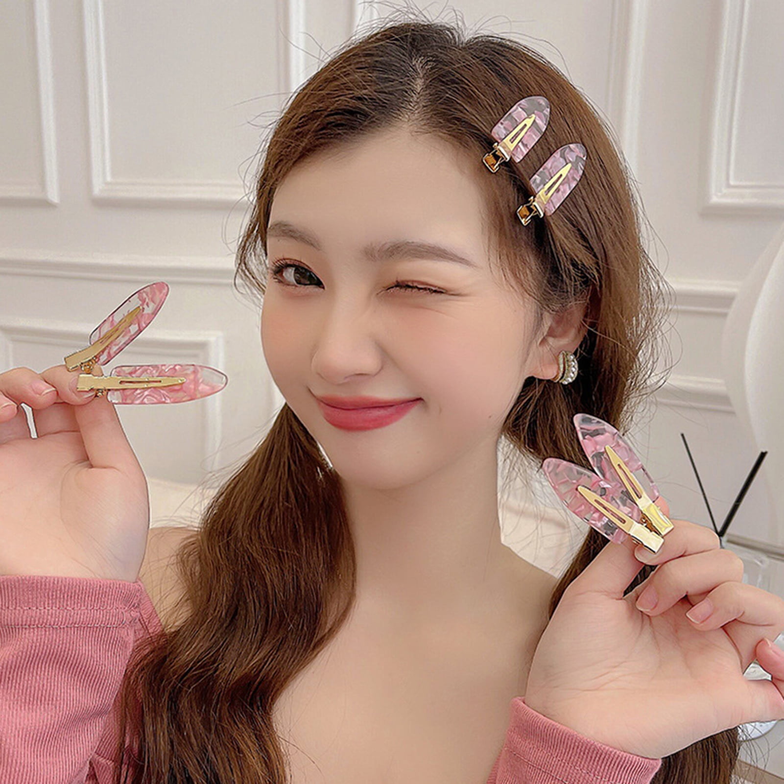 2Pcs Korean Style Anti-slip Teeth Hair Clip Acrylic Flat Seamless Hair ...