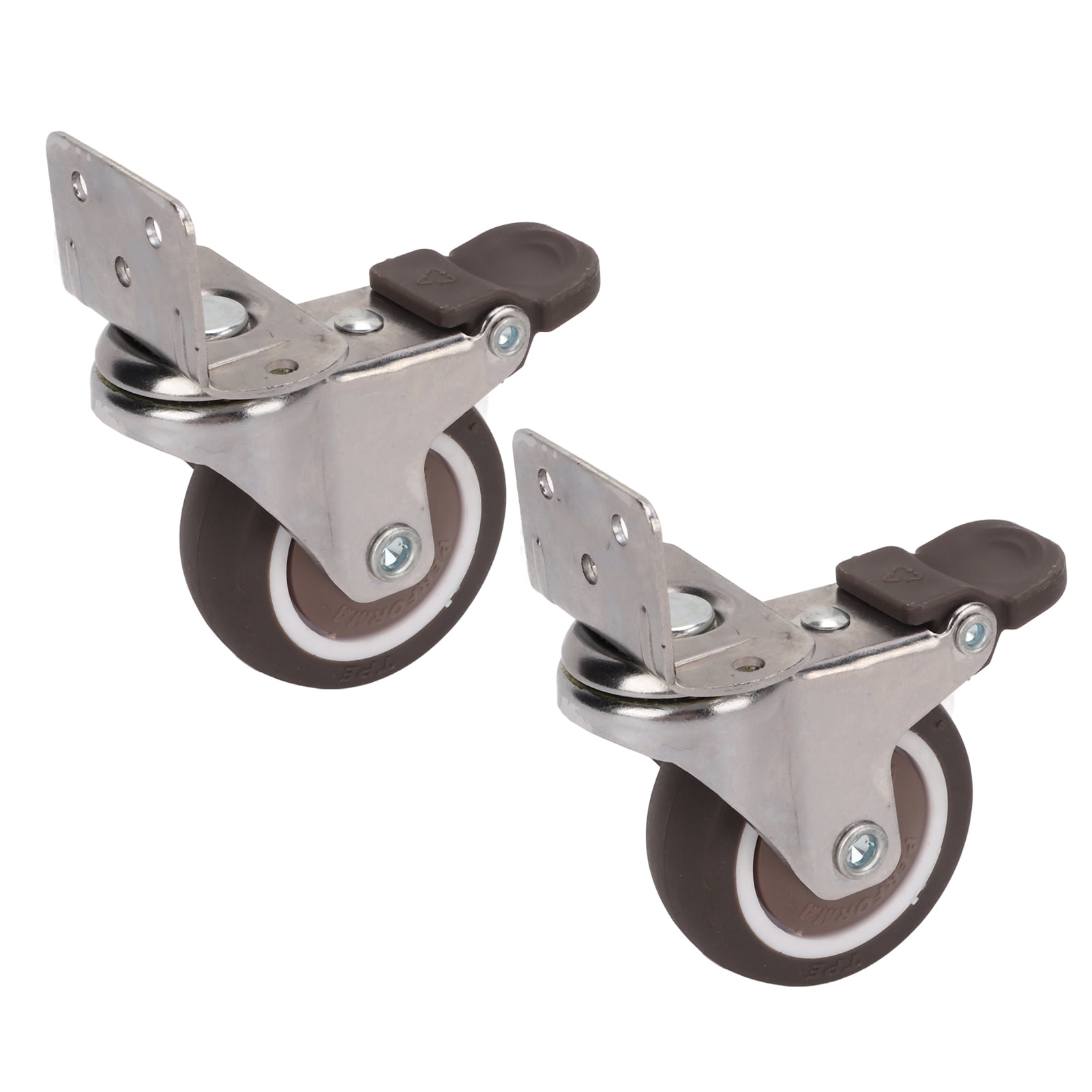 2Pcs L Bracket Caster with Brake Durable TPE Rubber Metal 360 Degrees ...